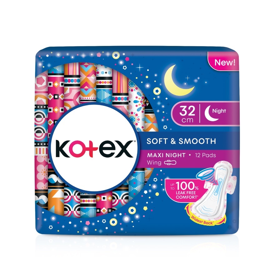 KOTEX Soft & Smooth Maxi Night Wing 32cm 12s | Shopee Malaysia