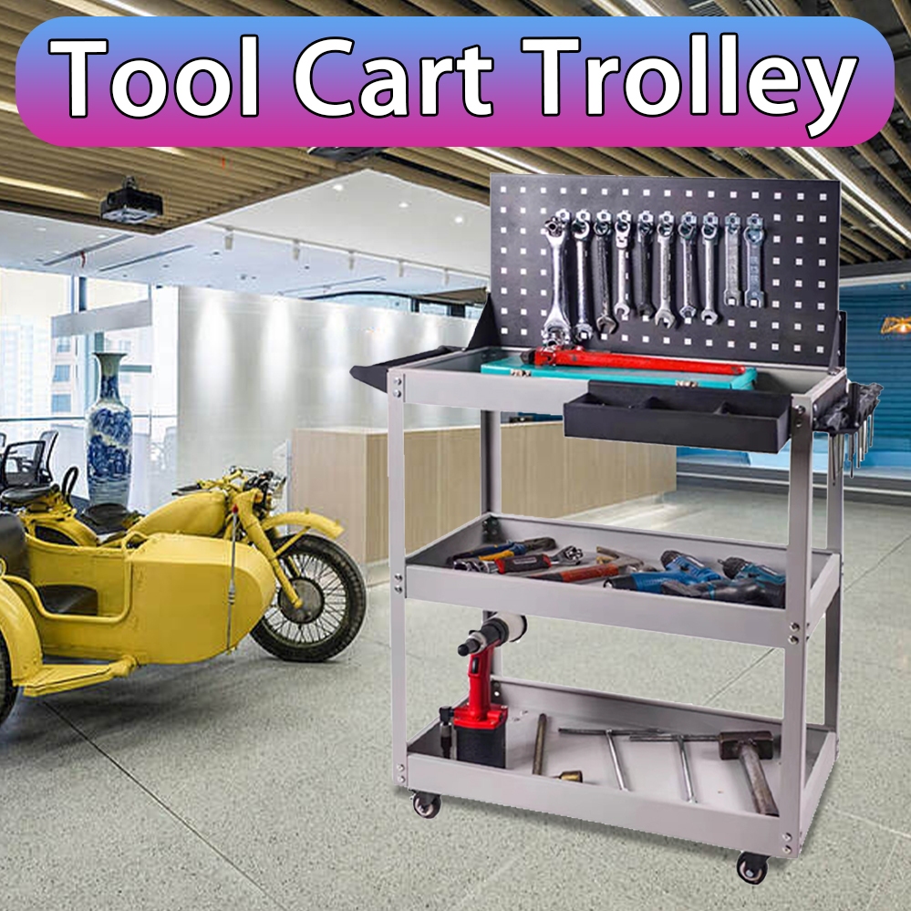 Metal tool trolley 3-tier Car repair tool cart maintenance steering ...