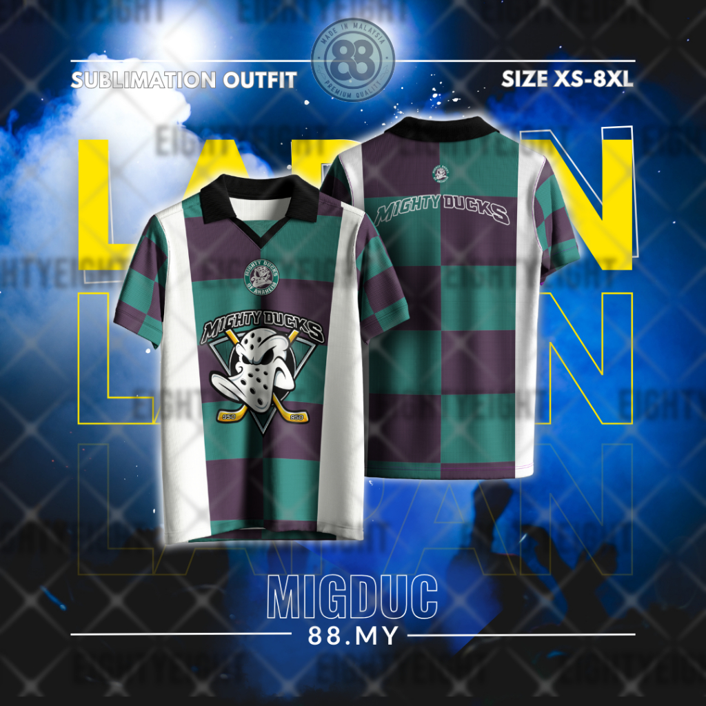 MIGHTY DUCKS RETRO COLLAR JERSEY LYCRA 280 GSM | Shopee Malaysia
