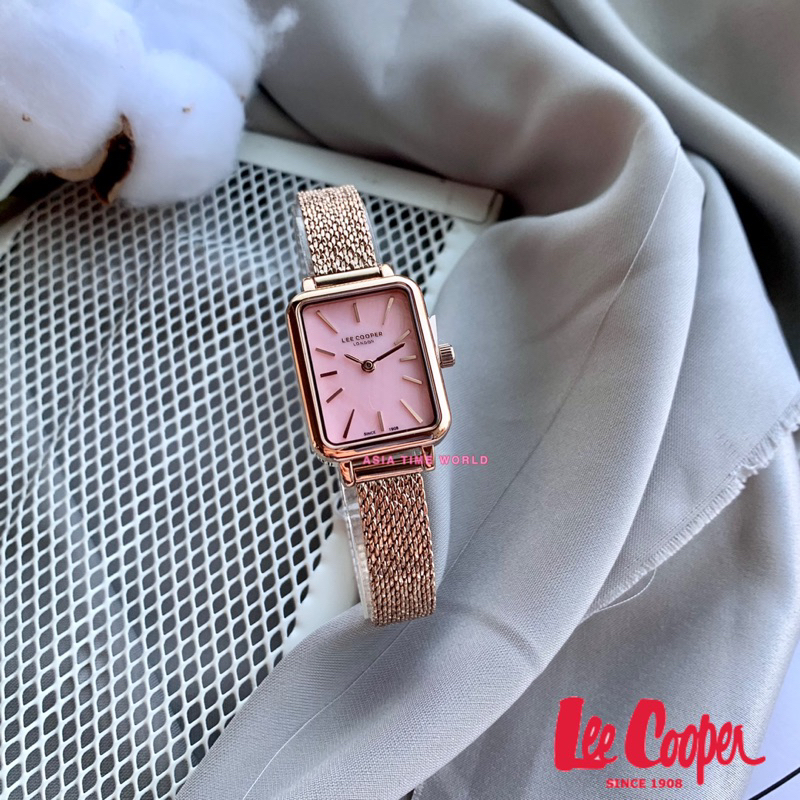 [Original] LEE COOPER LC07815.410 Elegance Small Rectangular Women Watch with Pink dial and Rose ...