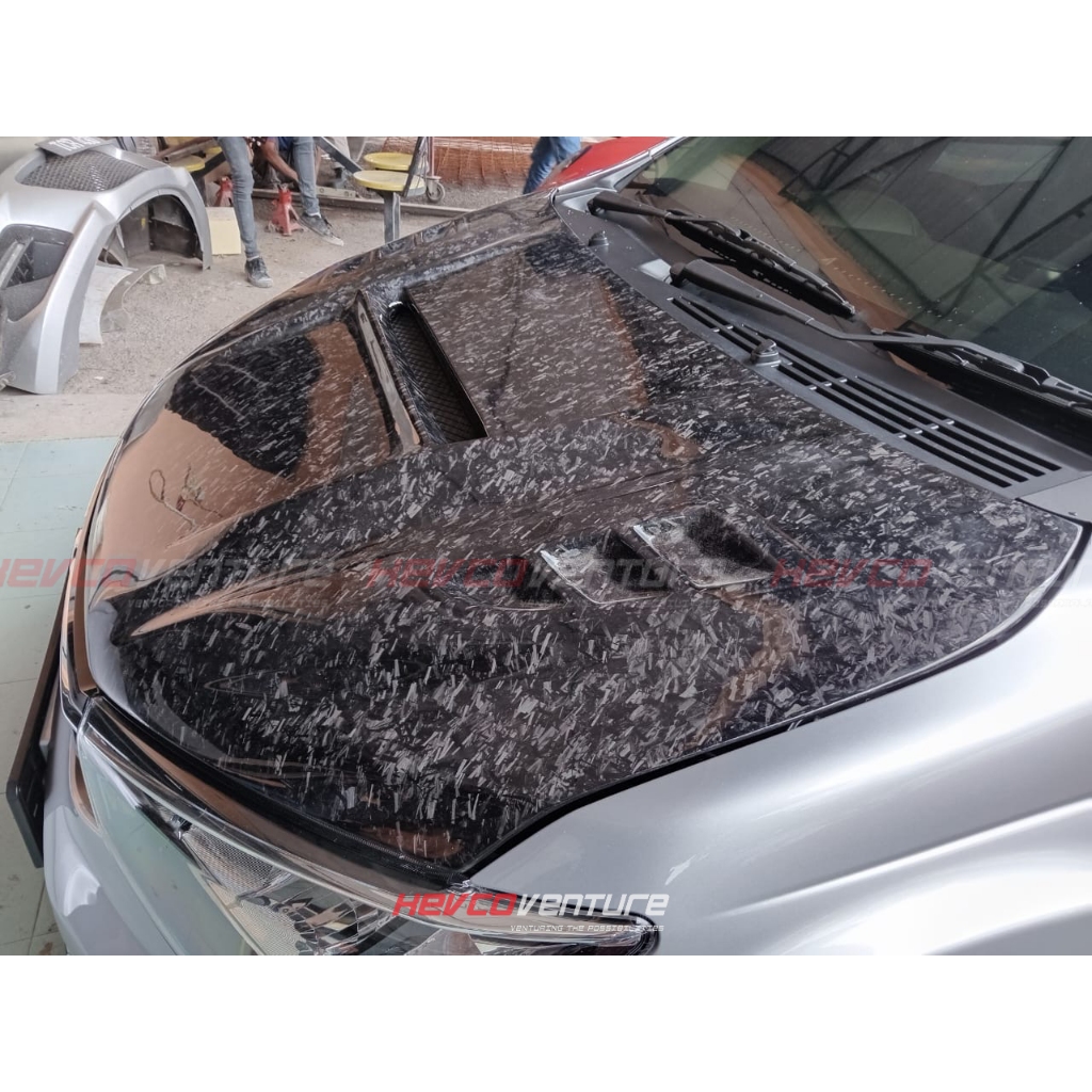 🔥FORGED CARBON🔥 PERODUA BEZZA 2016-2022 MUGEN ADVANCE FRONT BONNET ...