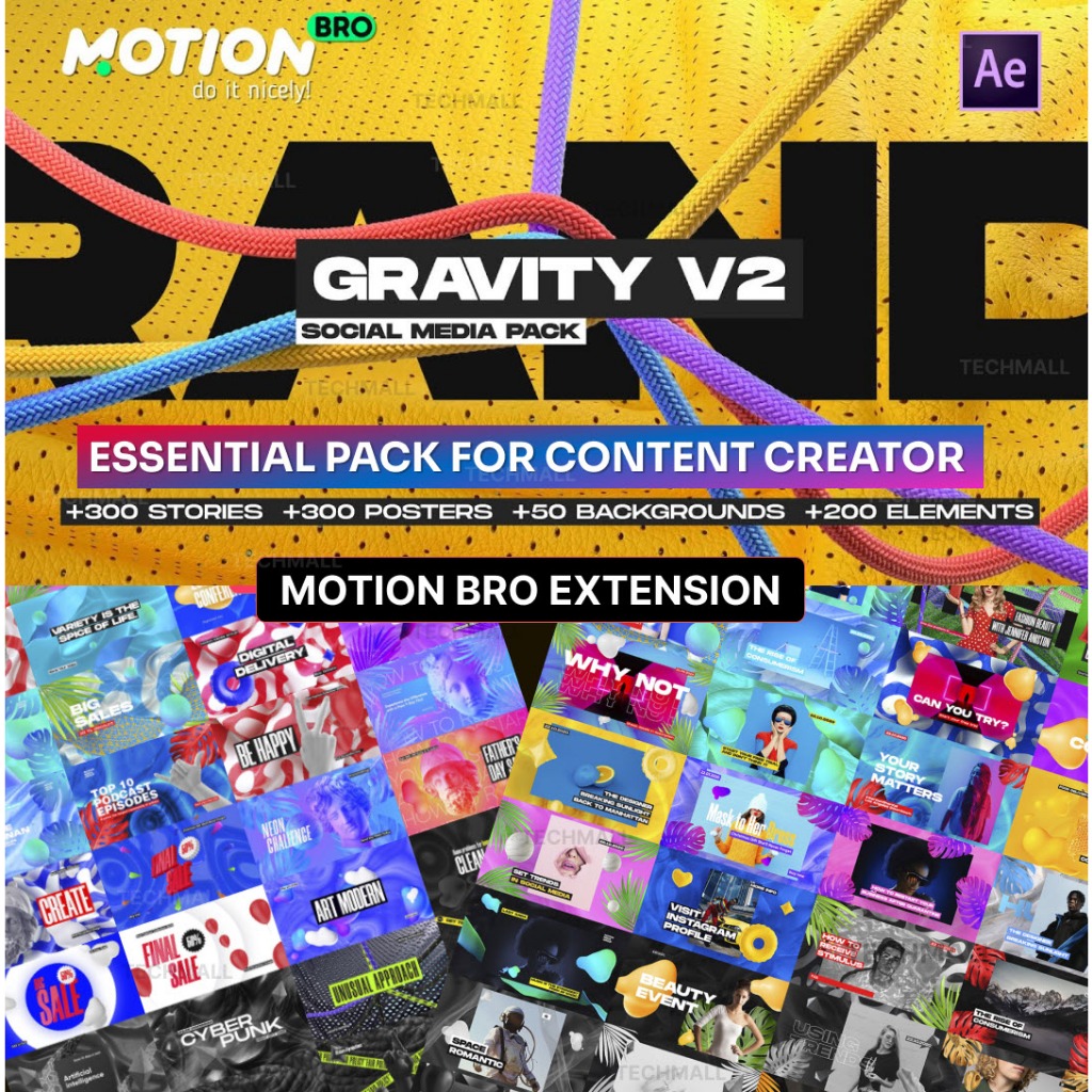 Social Media Pack for After Effects | Gravity v2 | Motion Bro 4 | Shopee Malaysia