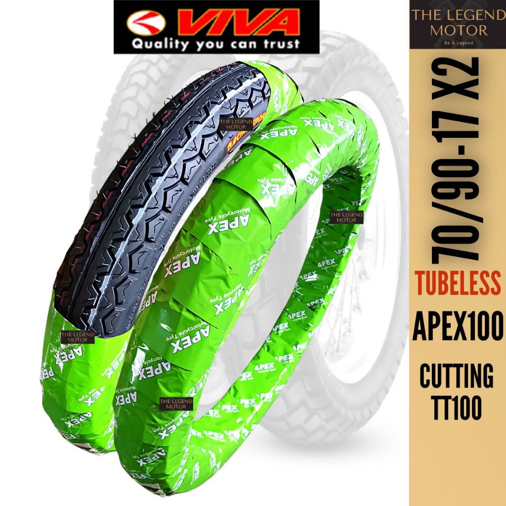 APEX Tayar 17 Tyre Tubeless 70/90-17 80/90-17 Cutting TT100 TT Made In ...