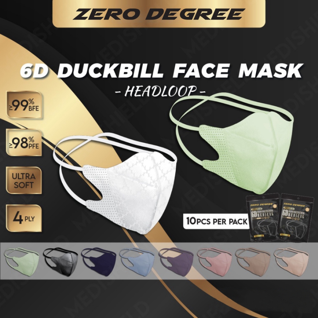 【READY STOCK 3D DUCKBILL MASK HEADLOOP & EARLOOP】10pcs/Pack 4Ply Adult ...