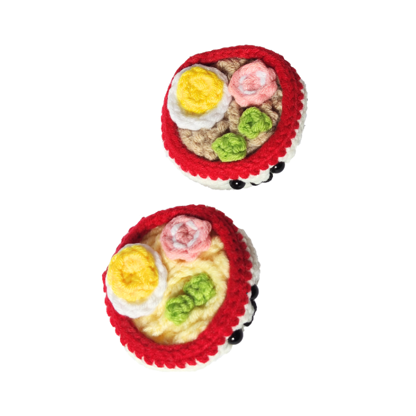Handmade Ramen Bowl With Egg Narutomaki Spring Onions Toppings Crochet ...