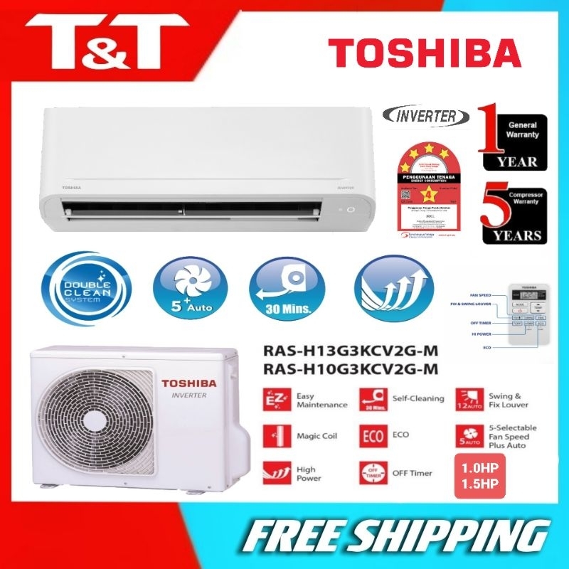FREE SHIPPING TOSHIBA inverter Air COND 1.0hp RAS- HI OG3KCV2G-M/1.5hp ...