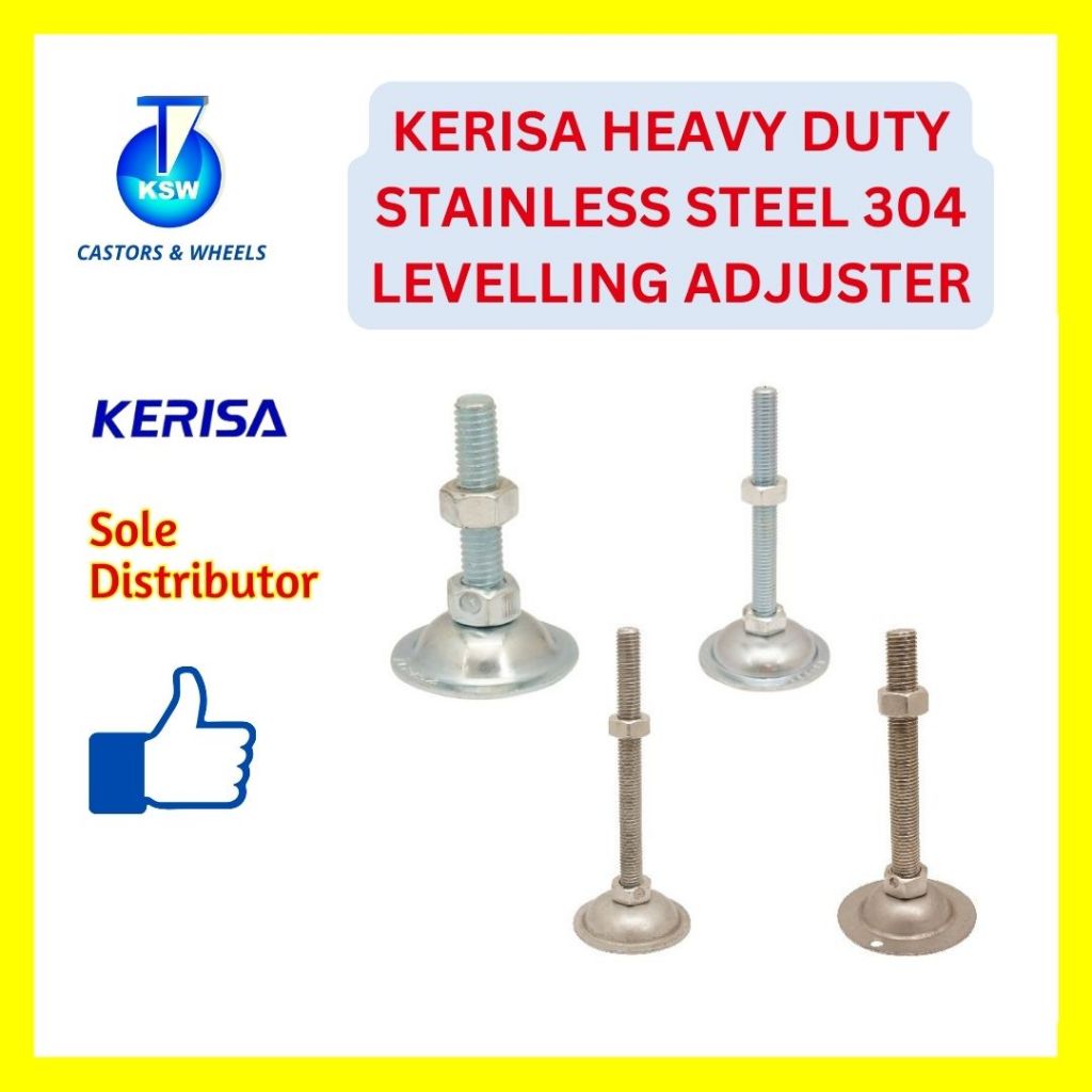 KERISA HEAVY DUTY STAINLESS STEEL 304 LEVELING ADJUSTER FLOOR LEVELING FEET TABLE DESK EQUIPMENT ...