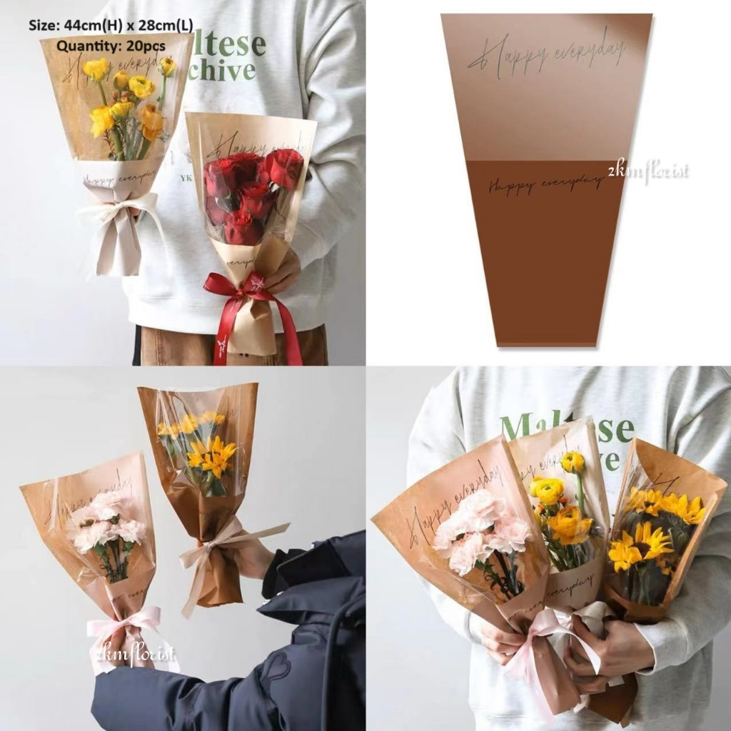 (5/20/30/50PCS) DOUBLE WRAPPING Waterproof Flower Paper Bouquet Gift ...