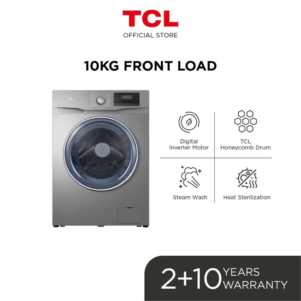 TCL Inverter Front Load Washing Machine With Steam Wash (10kg) TWF100 ...