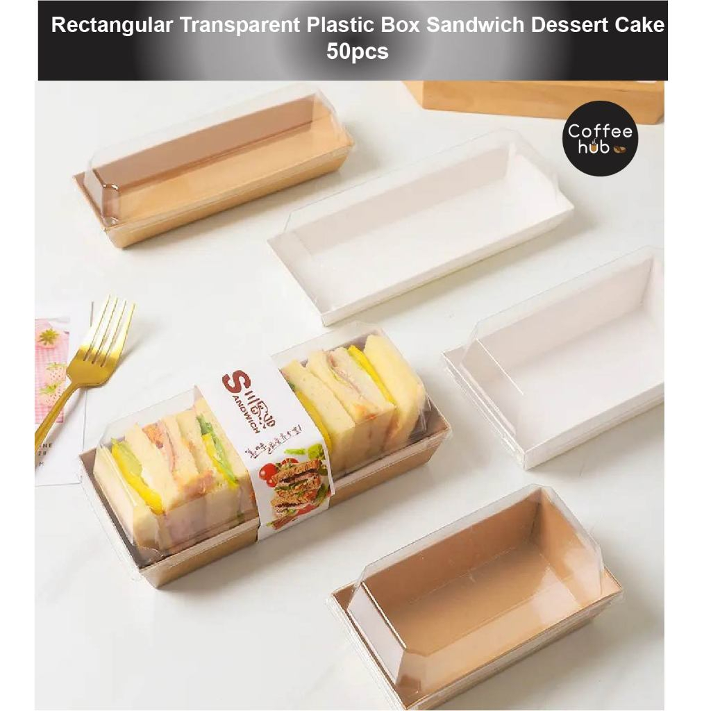 (Ready Stock) ±50pcs Take Away Bento Sandwich Cake Picnic Rectangular ...