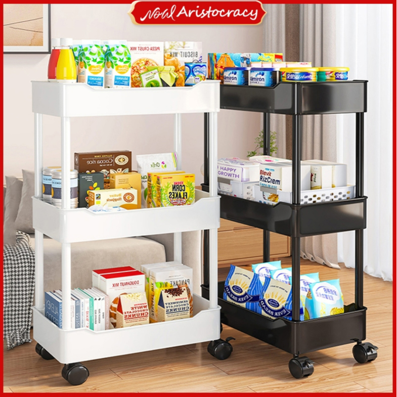 3 4 Tier Trolley Rack Kitchen Rack Organizer Storage Trolly Plastic ...