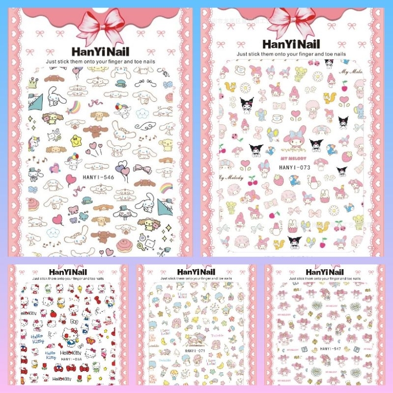 Sanrio Kids Nail Sticker Hello Kitty / Melody / Cinnamoroll / Kuromi ...