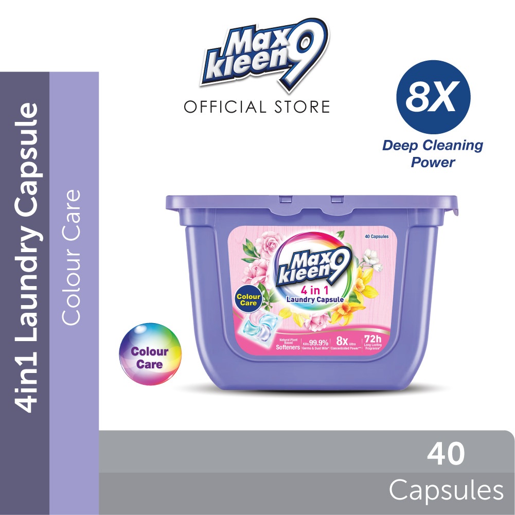 Maxkleen 9 4in1 Colour Care Laundry Capsule [40 Capsules Pack] | Shopee ...