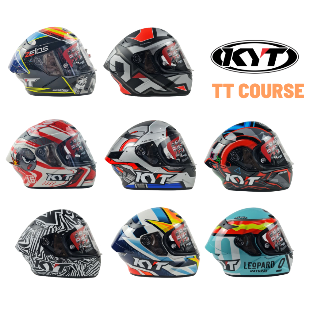 KYT TT COURSE FULL FACE HELMET (MARIO, SPACE MONKEY, DALLA PORTA, KASMA ...