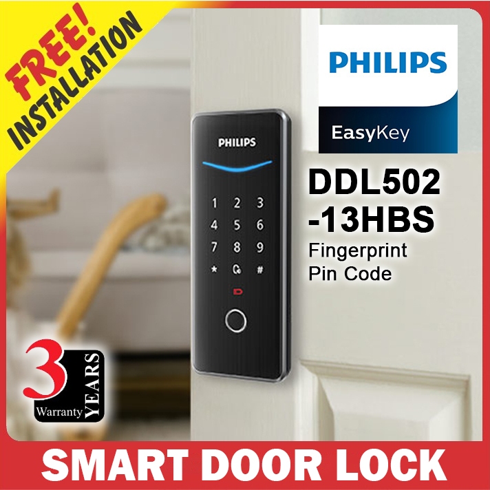 Philips DDL502-13HBS Digtal Door Lock( Fingerprint, Password ) DDL 502 Bluetooth smart door lock ...