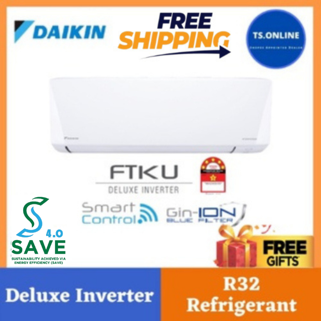 (FREE SHIPPING) Daikin R32 Deluxe Inverter Air Conditioner FTKU Series ...