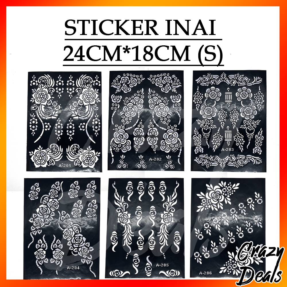Sticker inai corak menarik pengantin stiker inai tangan sticker inai ...