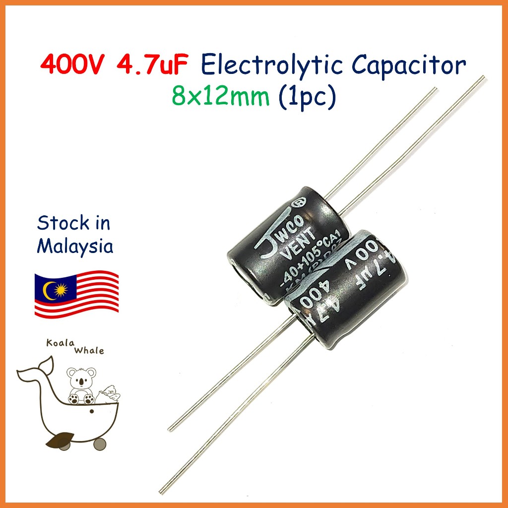 400V 4.7uF 400V4.7UF Electrolytic Capacitor Kapasitor 8x12mm Elco (1pc ...