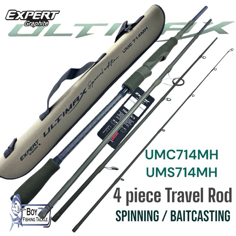 2024 NEW EXPERT GRAPHITE ULTIMAX 4 PIECE TRAVEL ROD FISHING ROD ...