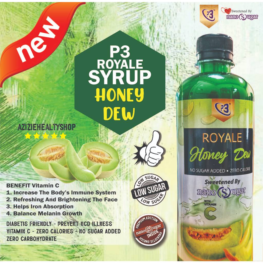 P3 ROYALE SYRUP - HONEY DEW FLAVOR (SWEETENED BY NANO SUGAR) | Shopee ...