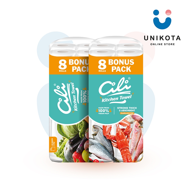 UNIKOTA - Cili Kitchen Towel | Tisu Dapur (50s x 8 Rolls) | Shopee Malaysia
