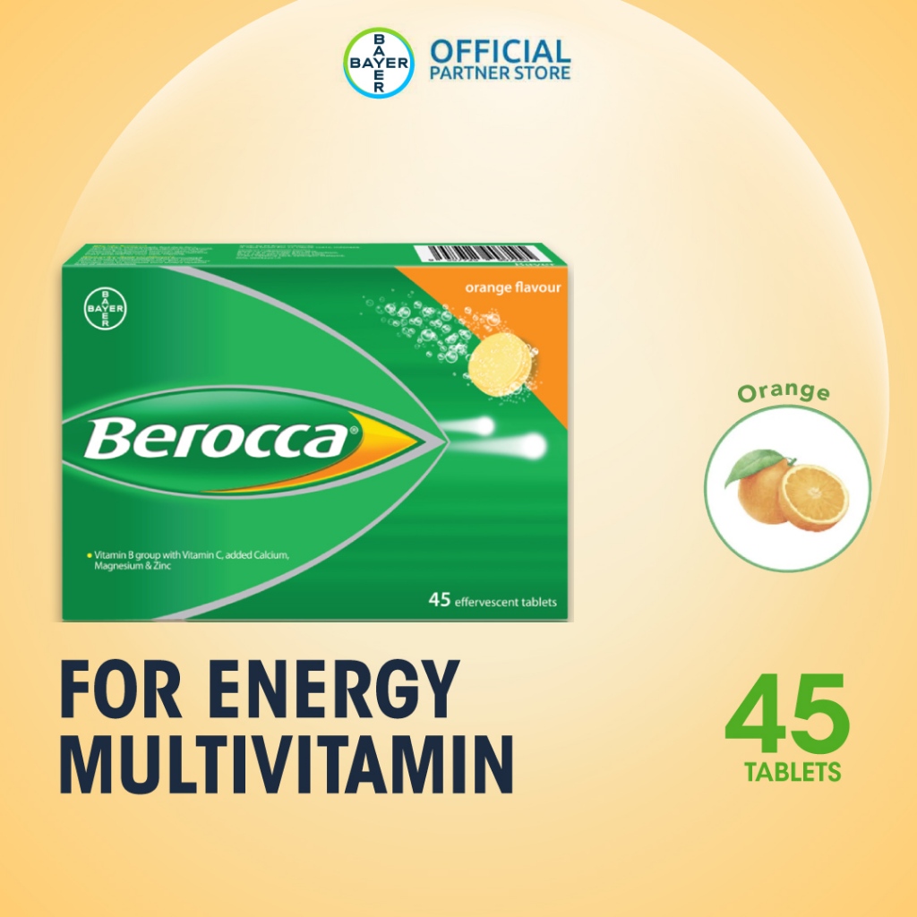 Berocca Orange Effervescent Tablets Multivitamin (1 Pack x 45 Tablets ...
