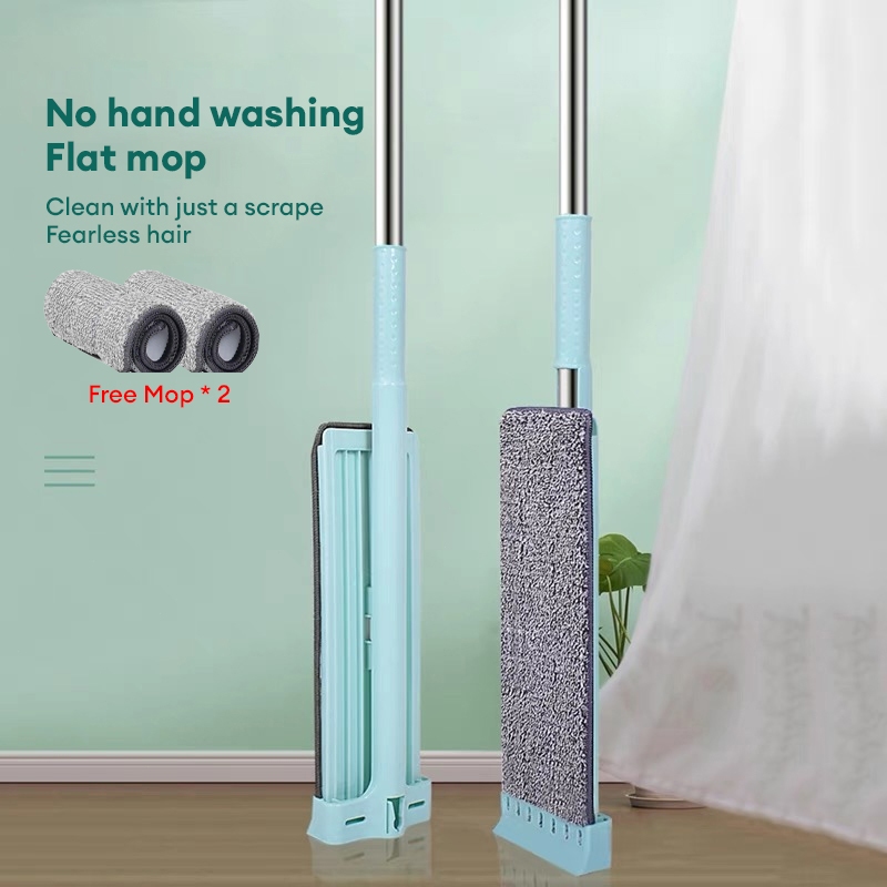 [Ready Stock]Mop Lantai 360 Rotation Flat Mop Free Hand Washing Lazy ...