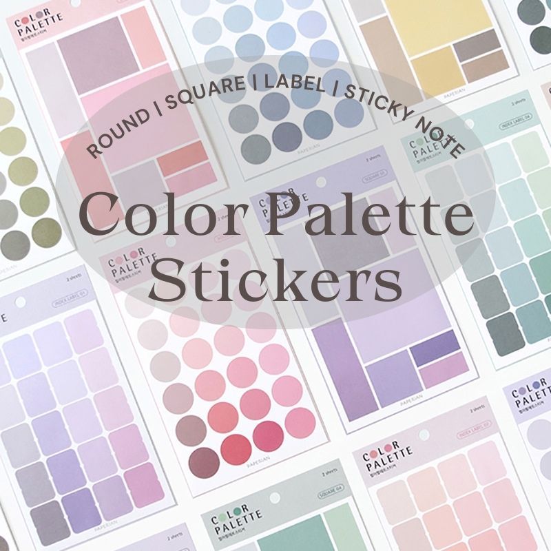 4 Sheets Color Palette Sticker Minimalist Sticker Round Sticker Square ...