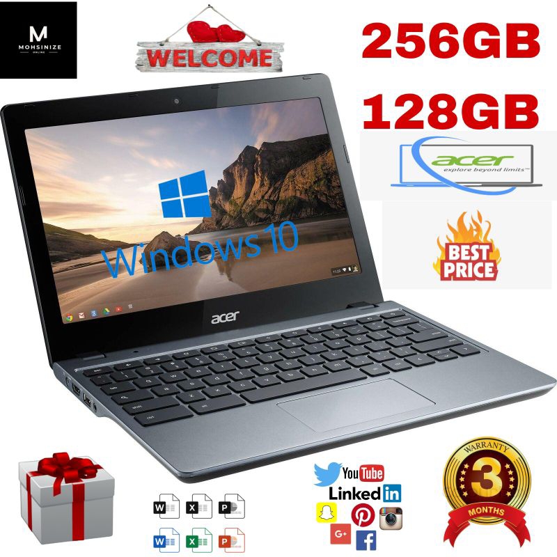 Acer window 10 laptop 4GB Ram 128and 256GB SSD And HP window laptop 8Gb ...