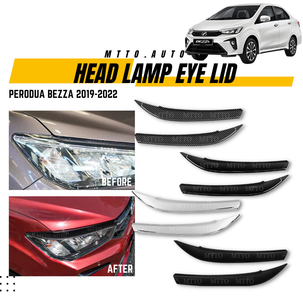 MTTO Perodua Bezza 2019-2022 Exterior Car Head Lamp Eye Lid Cover ...
