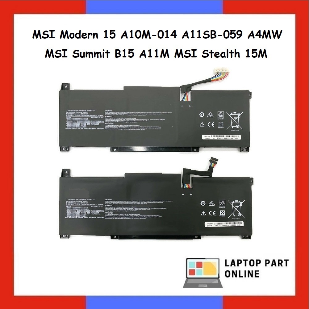 BTY-M491 MSI Modern 15 A10M 15 A10RAS 15 A10RB 15 A11SB 15 A4M 15 A4MW MSI Summit B15 A11M MSI ...