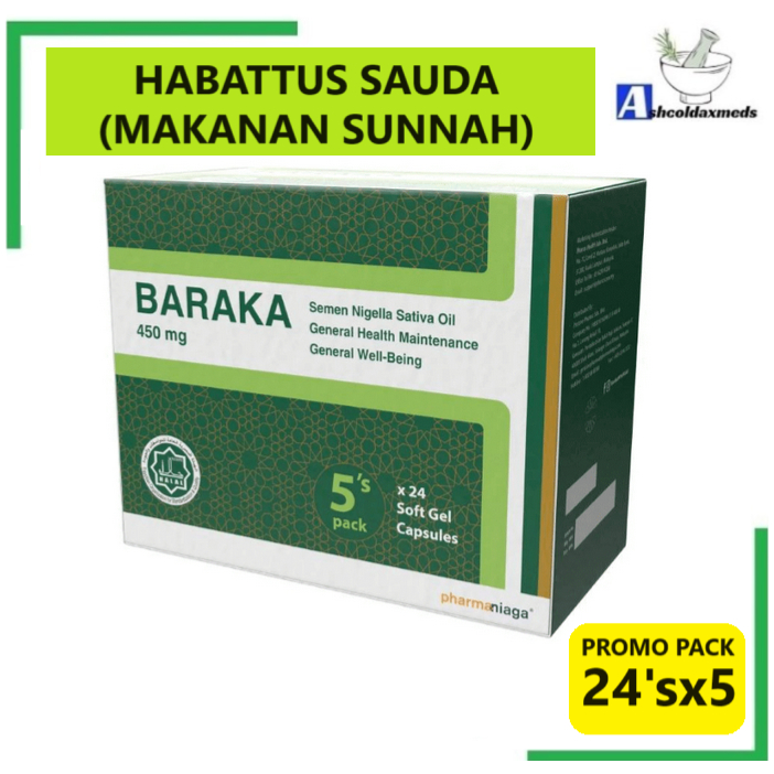 (BIG BOX)Baraka Black Seed Capsule 450 mg * 24s-Box 5 Packet EXP03/2028 ...