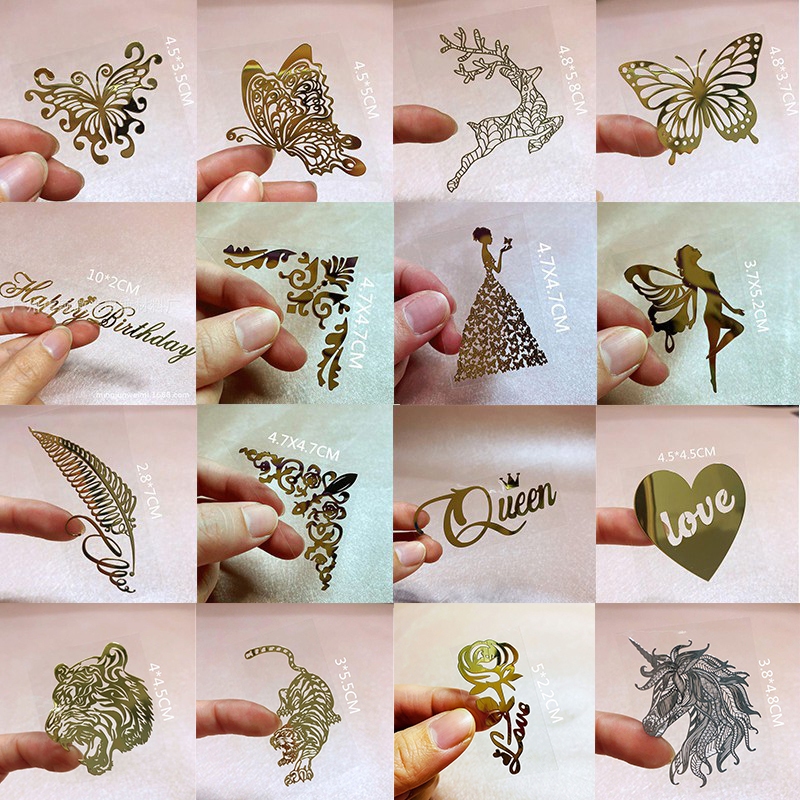 Gold Metal 3D Embossed Sticker Diary Book Sticker Handphone DIY Epoxy ...