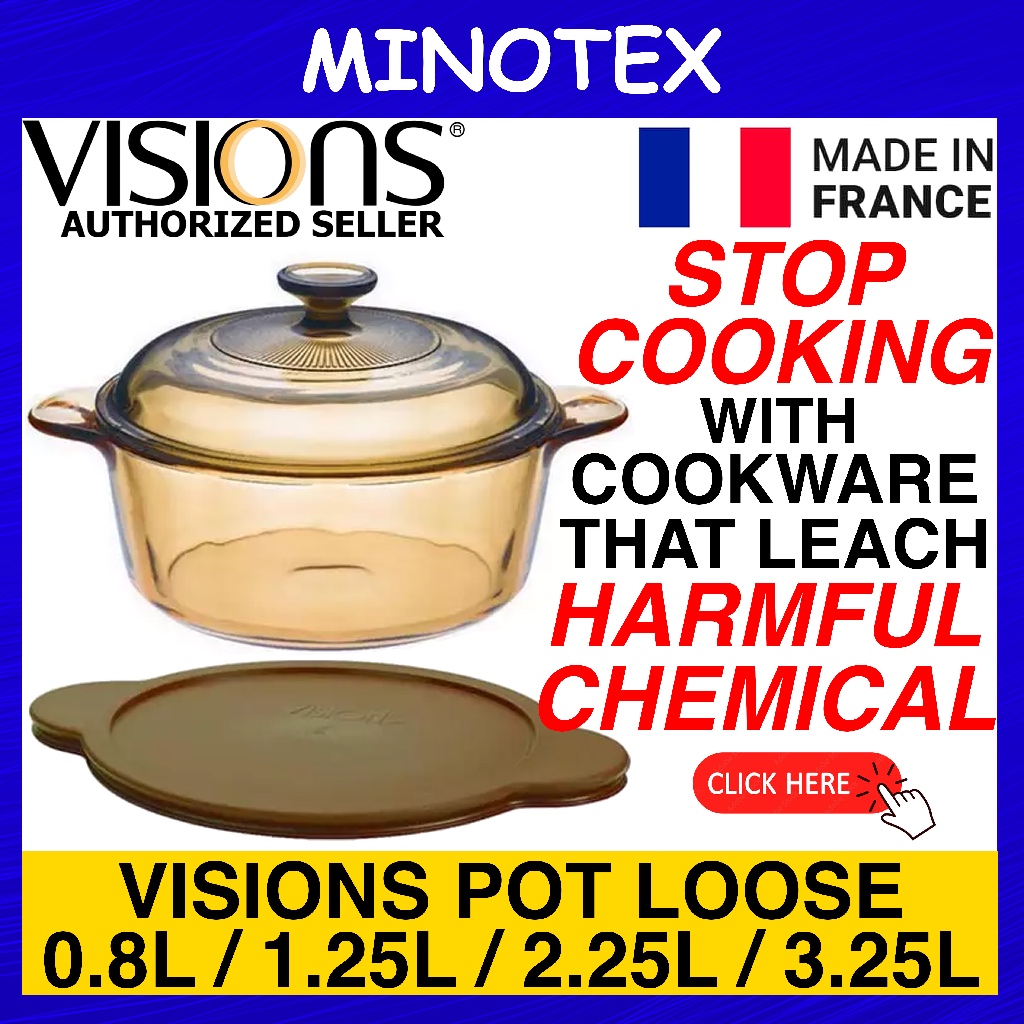 Visions Loose Set 0.8L/1.25L/2.25L/3.25L Casserole Versa Pot Casserole ...