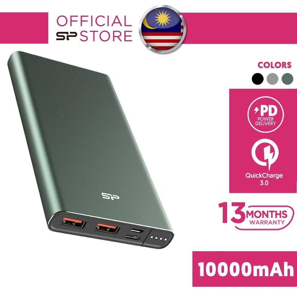 Silicon Power Power Bank with Free Pouch 10000 mAh / USB Type C Cable ...