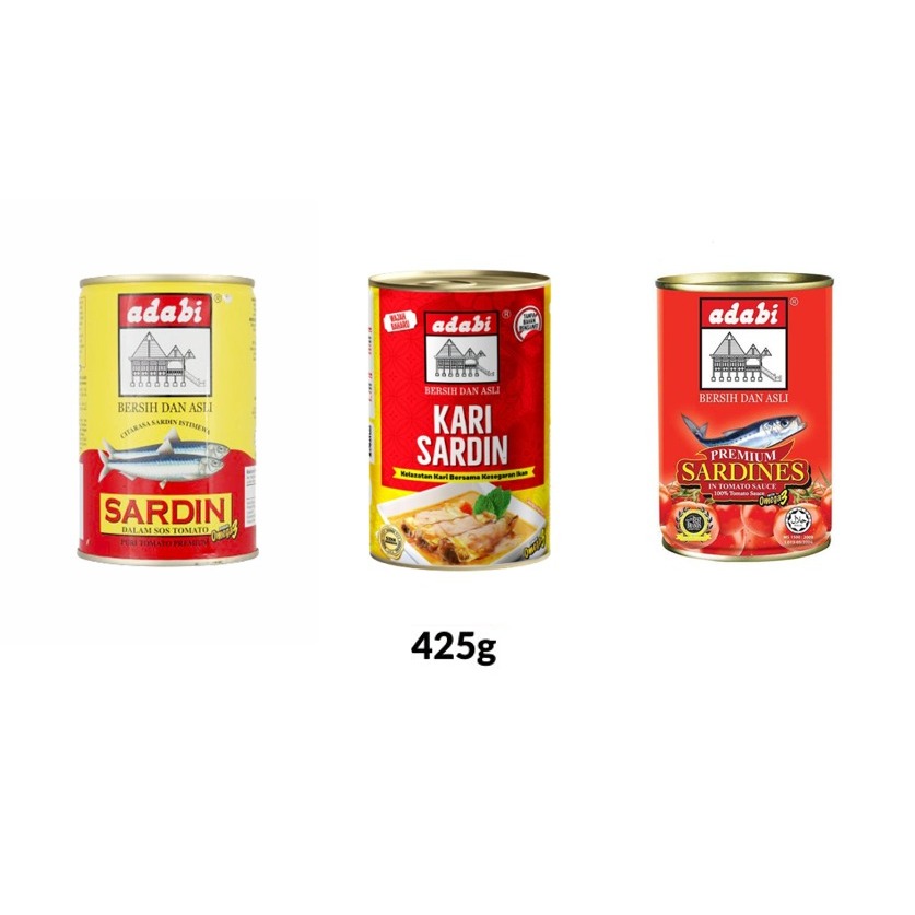 ADABI Sardine / Sardin 425gm ( Original / Curry / Premium ) | Shopee ...