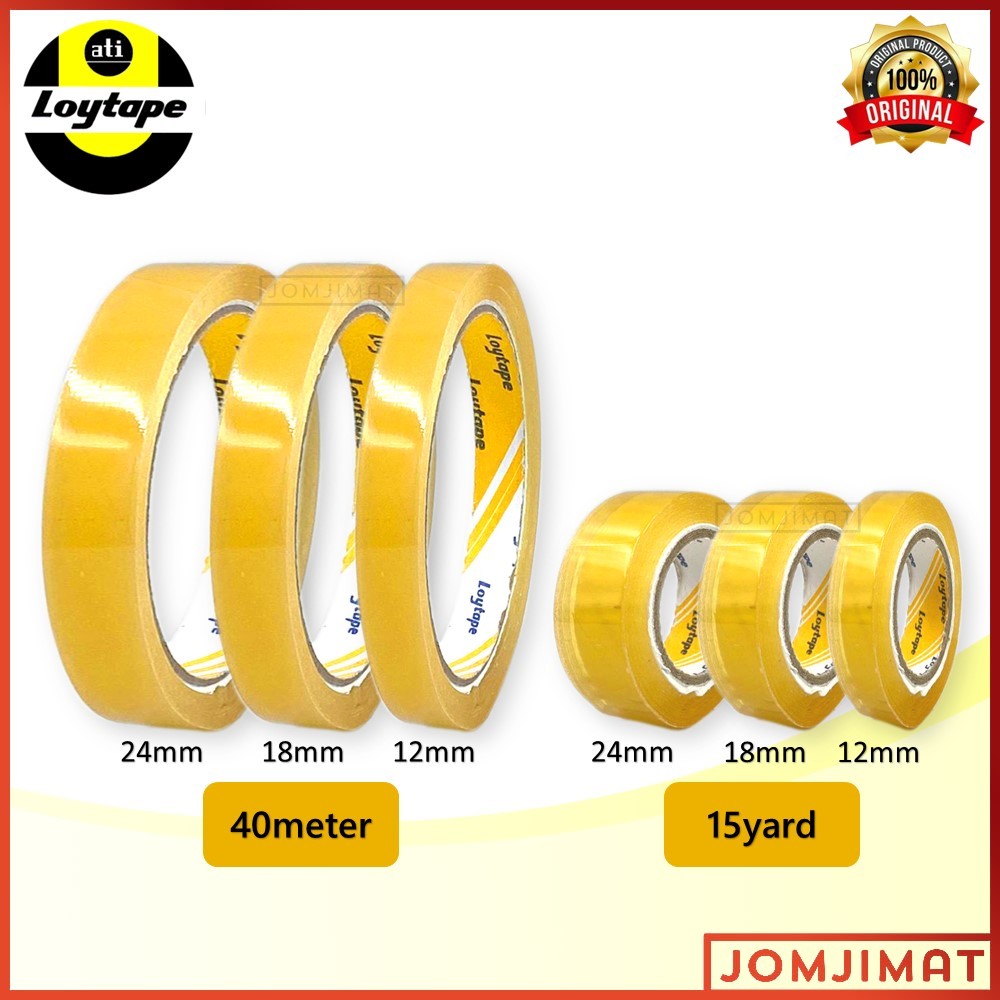 Loytape Cellulose Tape 15yard / 40m (12mm/18mm/24mm) / Loytape Transparent Tape 15yard / 40m ...