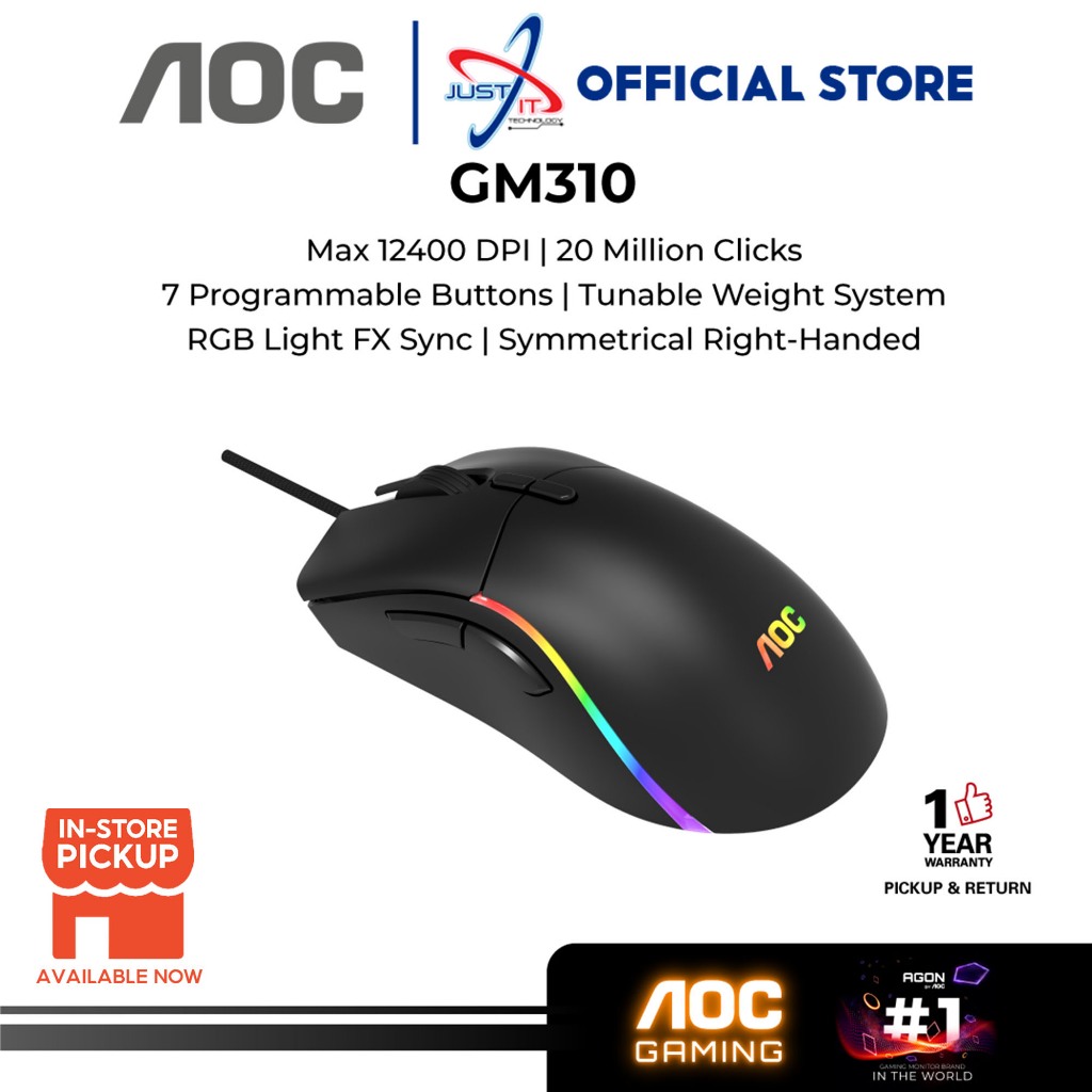 AOC Wired Gaming Mouse GM310 | Shopee Malaysia