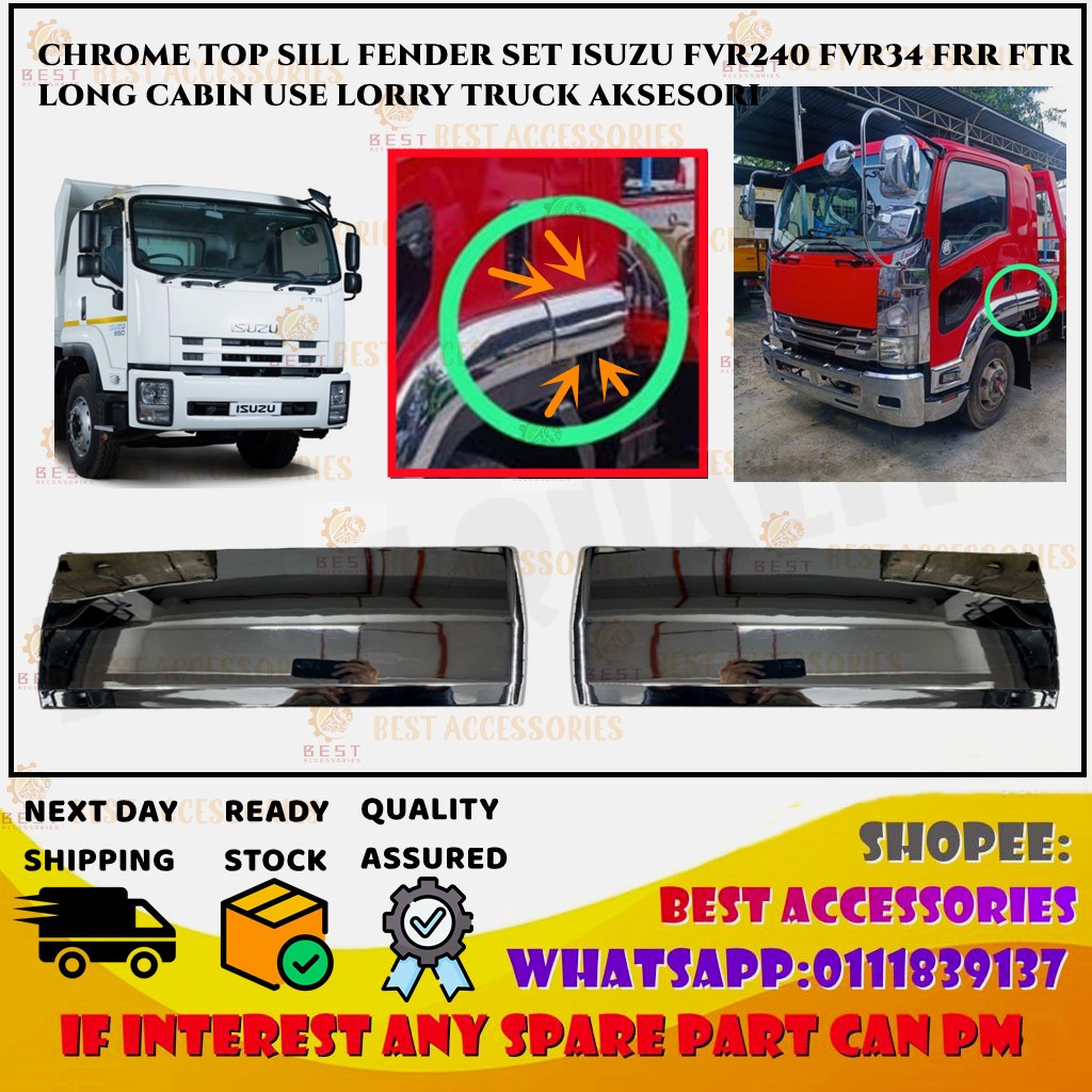 CHROME TOP SILL FENDER SET ISUZU FVR240 FVR34 FRR FTR LONG CABIN HIGH ...