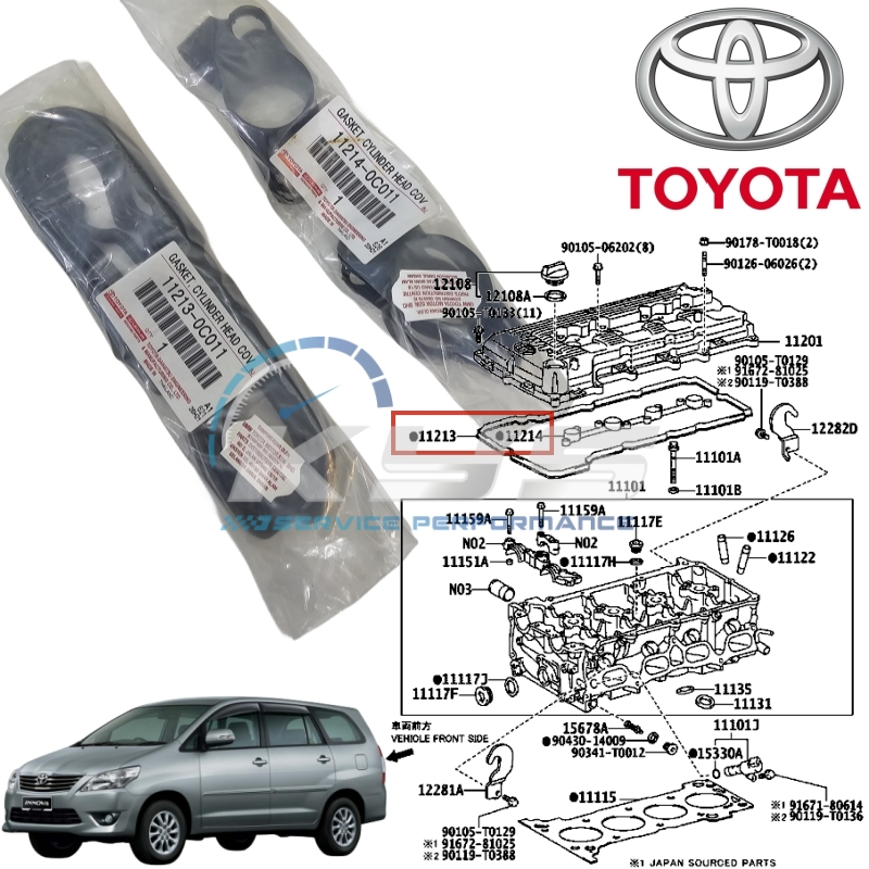 11213-0C011 11214-0C011 VALVE COVER GASKET & PLUG SEALS # TOYOTA 1TR ...