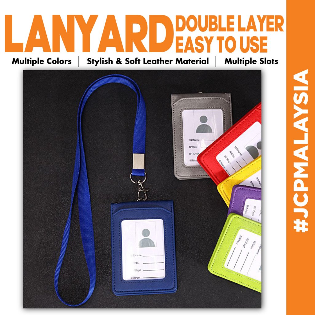 JCP Double Layer Badge ID Card Holder Easy Use Premium Leather Quality ...