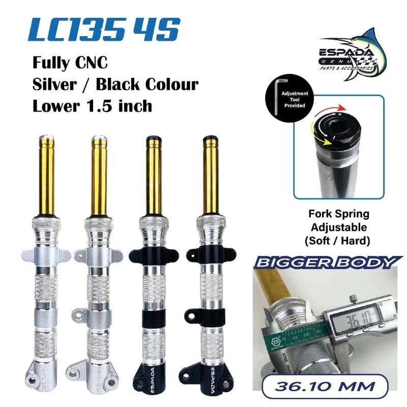 ESPADA CNC FRONT FORK LAY LOWER 1.5 INCH LC135 4S / LC135 V1 TO V7 Y15 ...