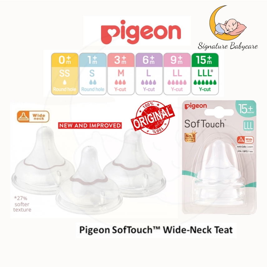 100%Original PIGEON SofTouch Peristaltic PLUS Wide Neck Nipple Teat Puting/ PPSU/ T-Ester ...