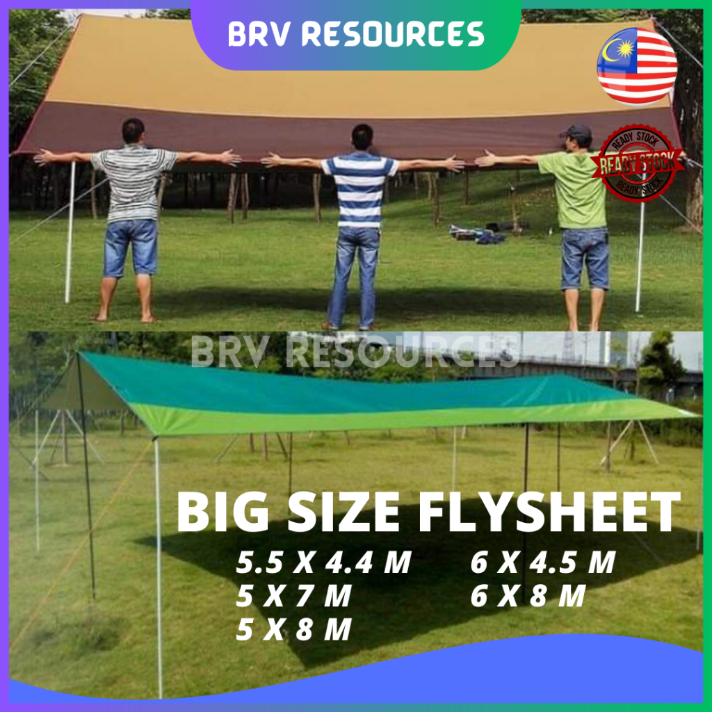 [READY STOCK] Big Size 5x7m, 5x8m, 6x8m Outdoor Lightweight Flysheet Camping Tent Tarp ...