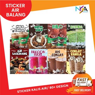 Sticker Air Balang Stiker Jus Buah Kelapa Teh Ais Green Tea Label ...