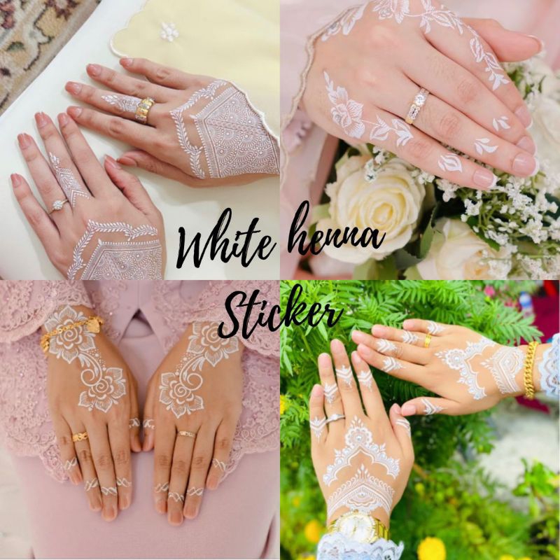 WHITE HENNA STICKER INAI TANGAN CORAK PENGANTIN TUNANG NIKAH DESIGN ...