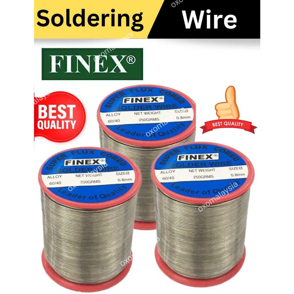Finex Solder Wire 0.8mm 250g 60/40 Tin Rosin Core Solder Wire Roll of ...