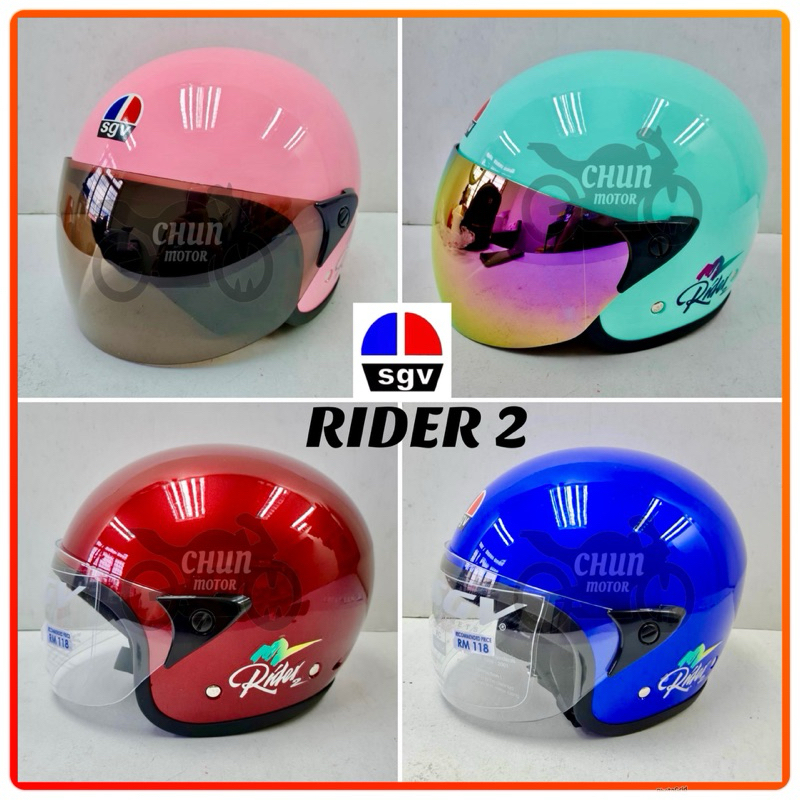 Original SGV Rider 2 Helmet with Visor / Sgv Cruiser Half Rider Helmet ...