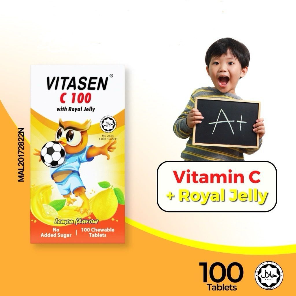 Vitasen C 100 With Royal Jelly Lemon Flavour ( 100 Tablets ) | Shopee ...