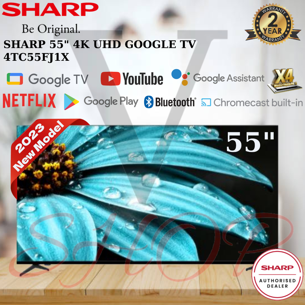 [NEW MODEL 2024] SHARP 55 INCH 4K UHD GOOGLE TV 4TC55FK1X || 4TC55FJ1X ...